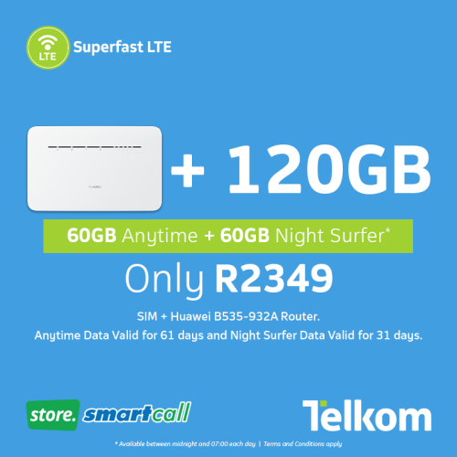 Huawei B535-932A White + 120GB Telkom LTE Data
