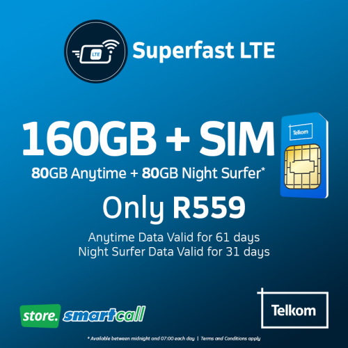 SIM Only + 160GB Telkom Data Bundle